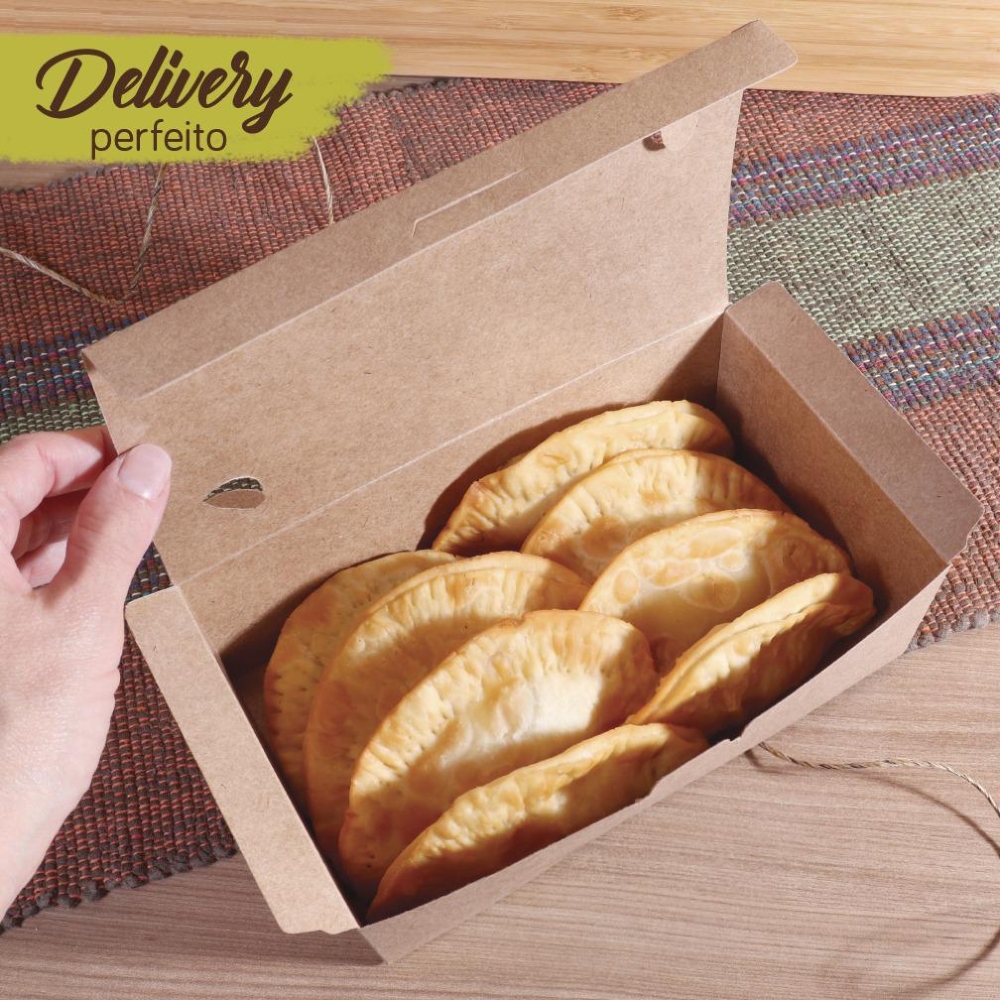 Embalagem Kraft Média p/ Delivery c/ Plastificação - 100 Unidades