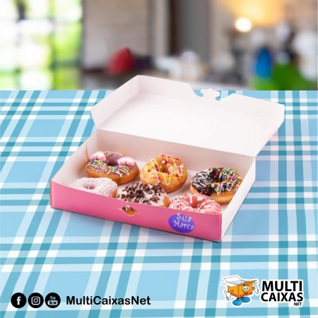 Caixa Para Donuts (28 X 21 X 5 Cm) Personalizada
